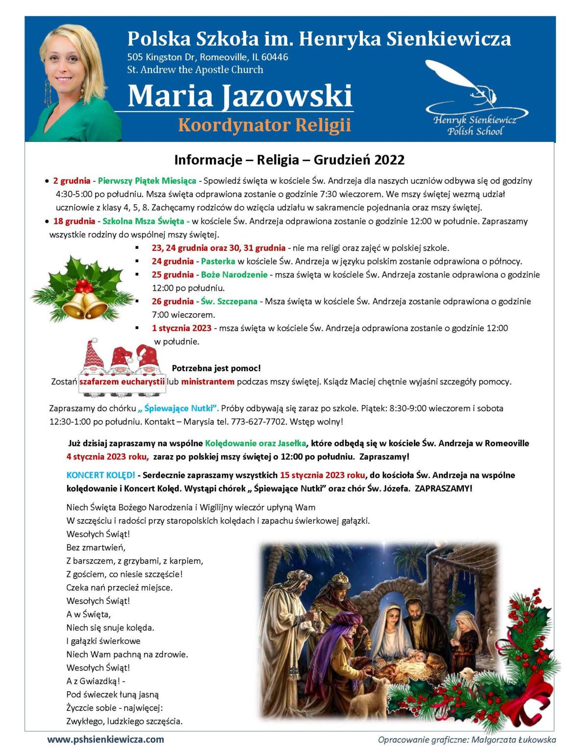 Komunikat Religia – Grudzień 2022 – POLSKA SZKOŁA IM. HENRYKA SIENKIEWICZA